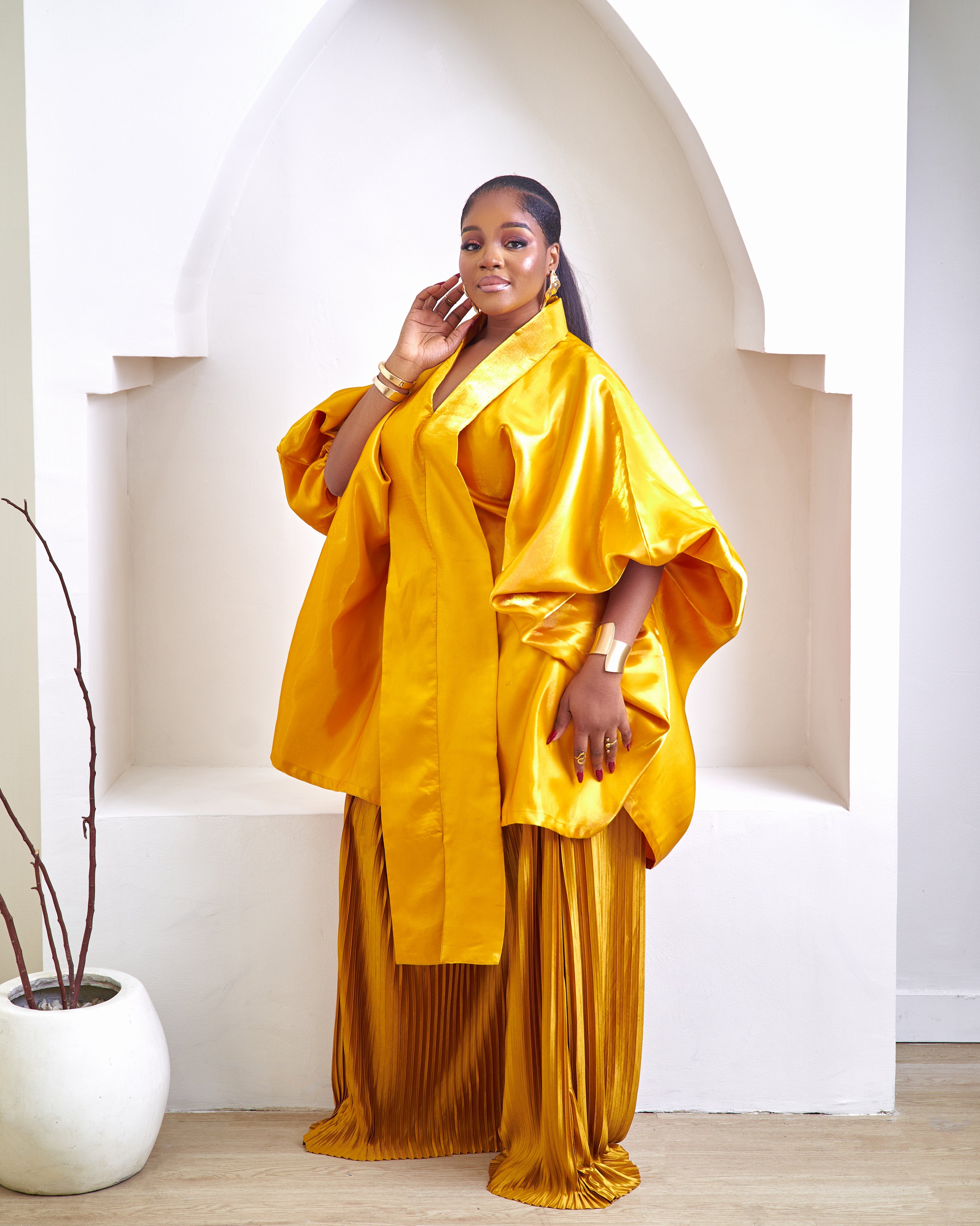 Kamari gold yellow two-piece african pant set – Teda Designs